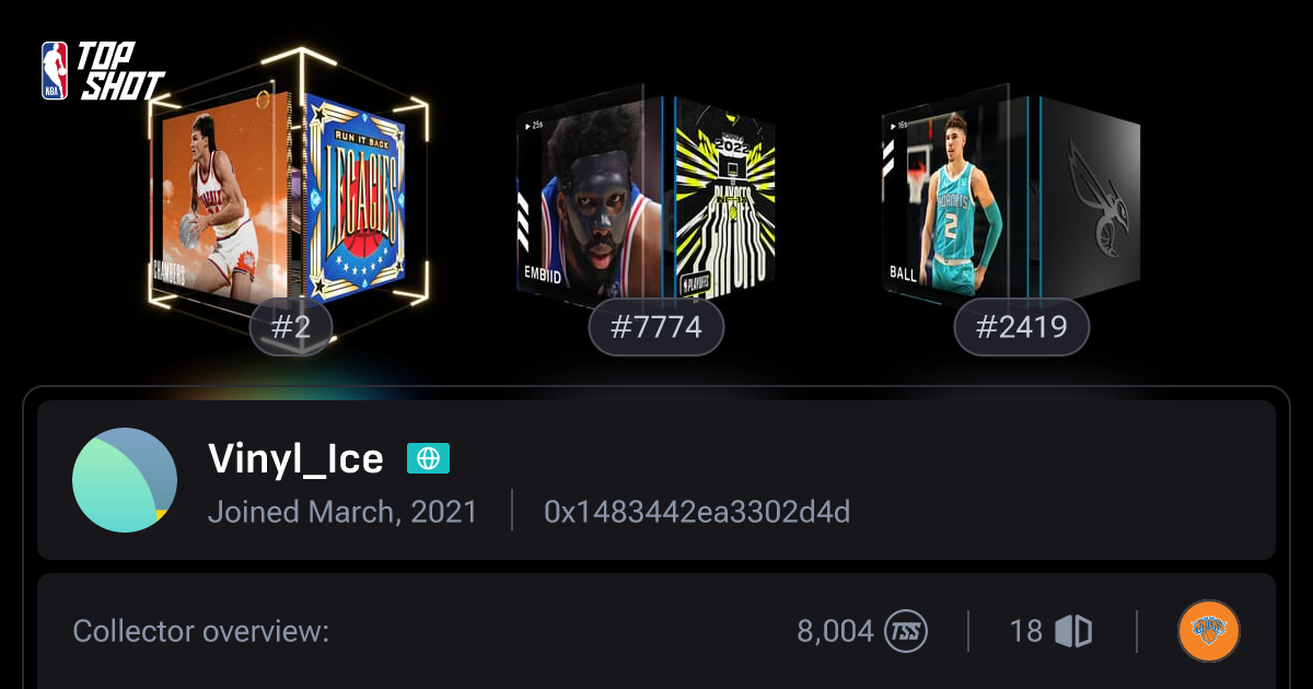 NBA Top Shot - Knicks fan, @Vinyl_Ice's, profile